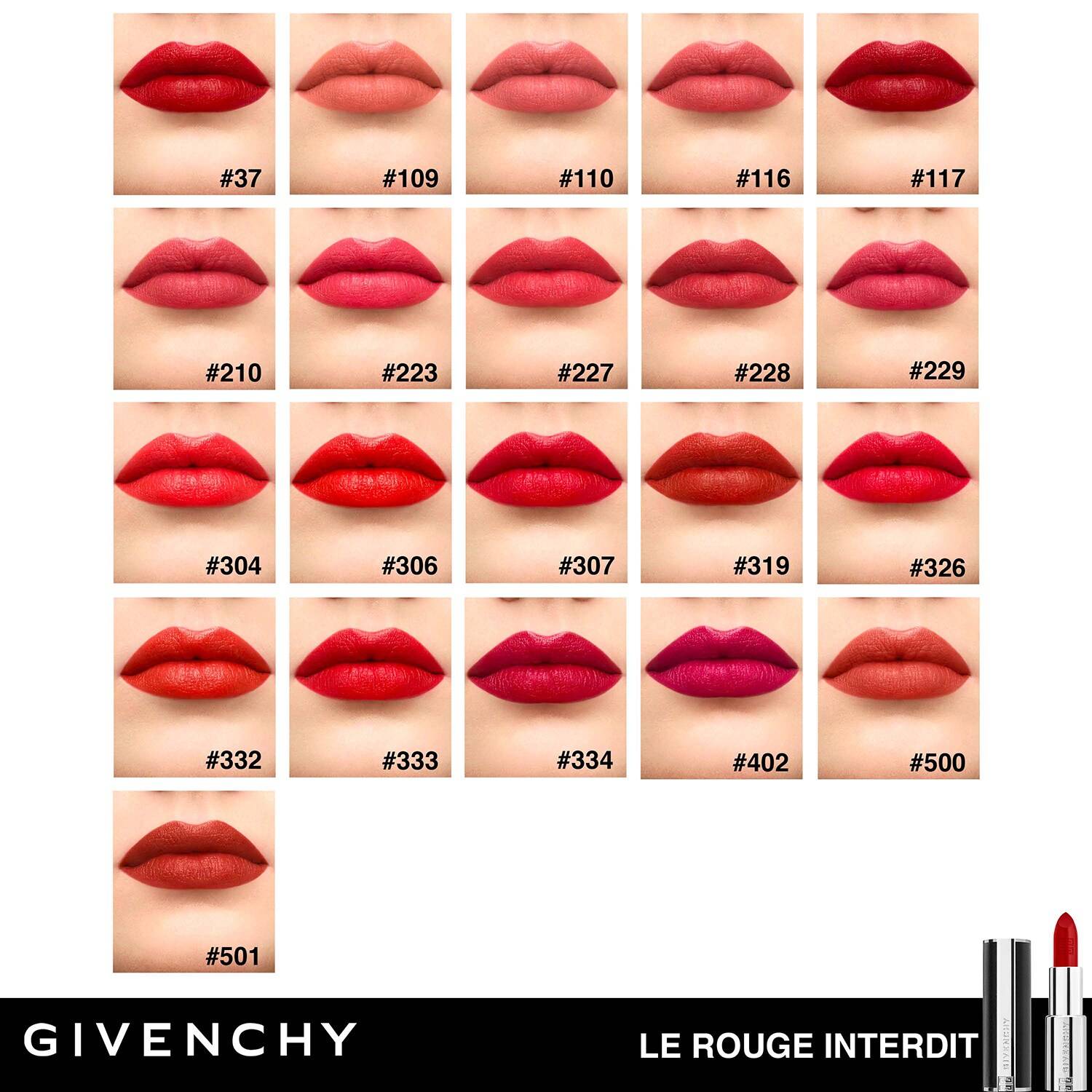 GIVENCHY Le Rouge Interdit Intense Silk Silky Finish Lipstick 3.4g ...