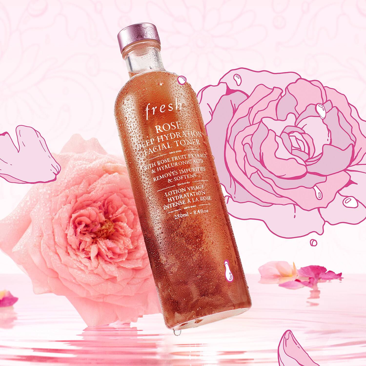 Fresh Rose Deep Hydration Toner To Go 100ml | FEELUNIQUE